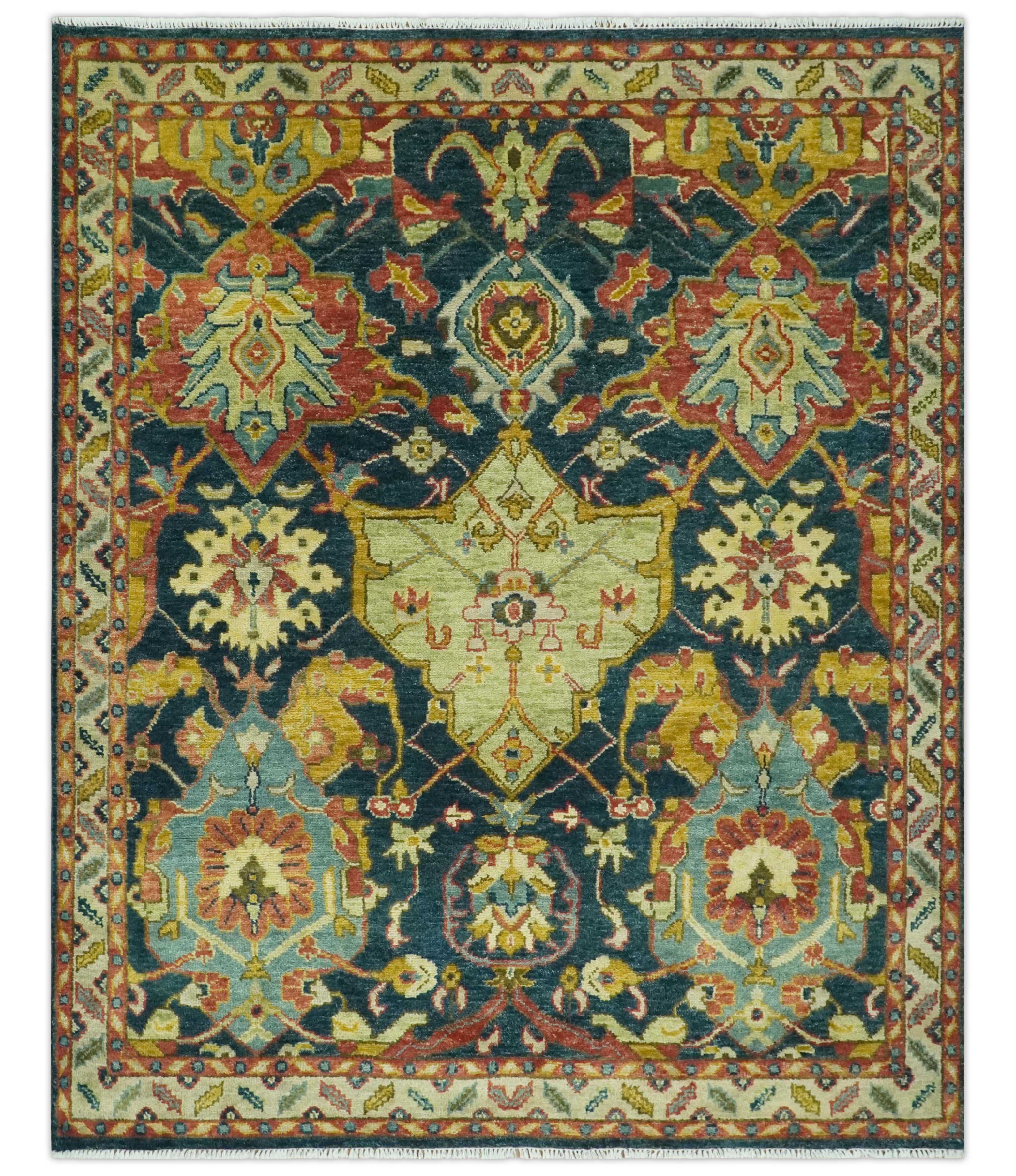 Traditional Oushak Blue and Gold Antique Style Custom Made Area Rug ...