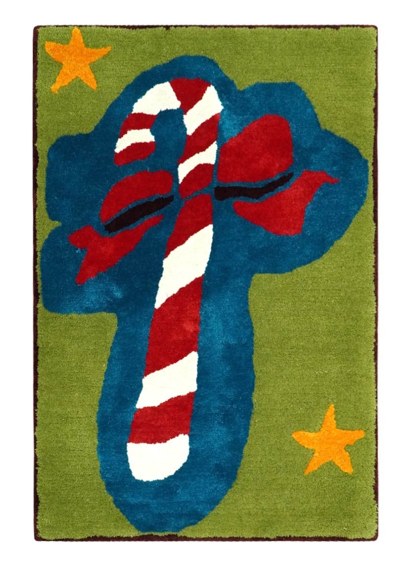 Blue, Green and Brown Candy Cane Rug for Kids room, Playful Kids Rug ...