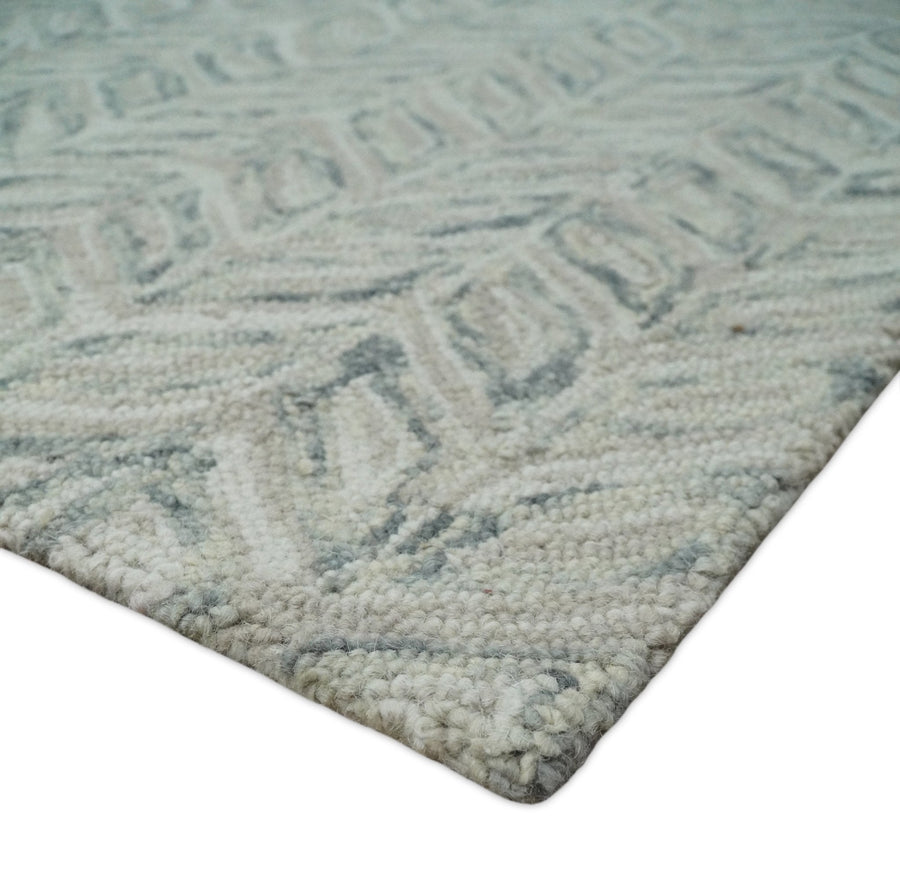 Beige and Gray Hand Tufted Modern Scandinavian Wool Loop Rug – The Rug ...