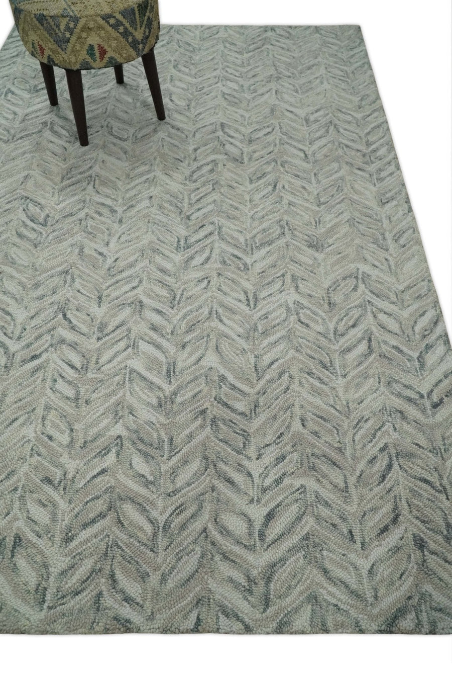 Beige and Gray Hand Tufted Modern Scandinavian Wool Loop Rug – The Rug ...