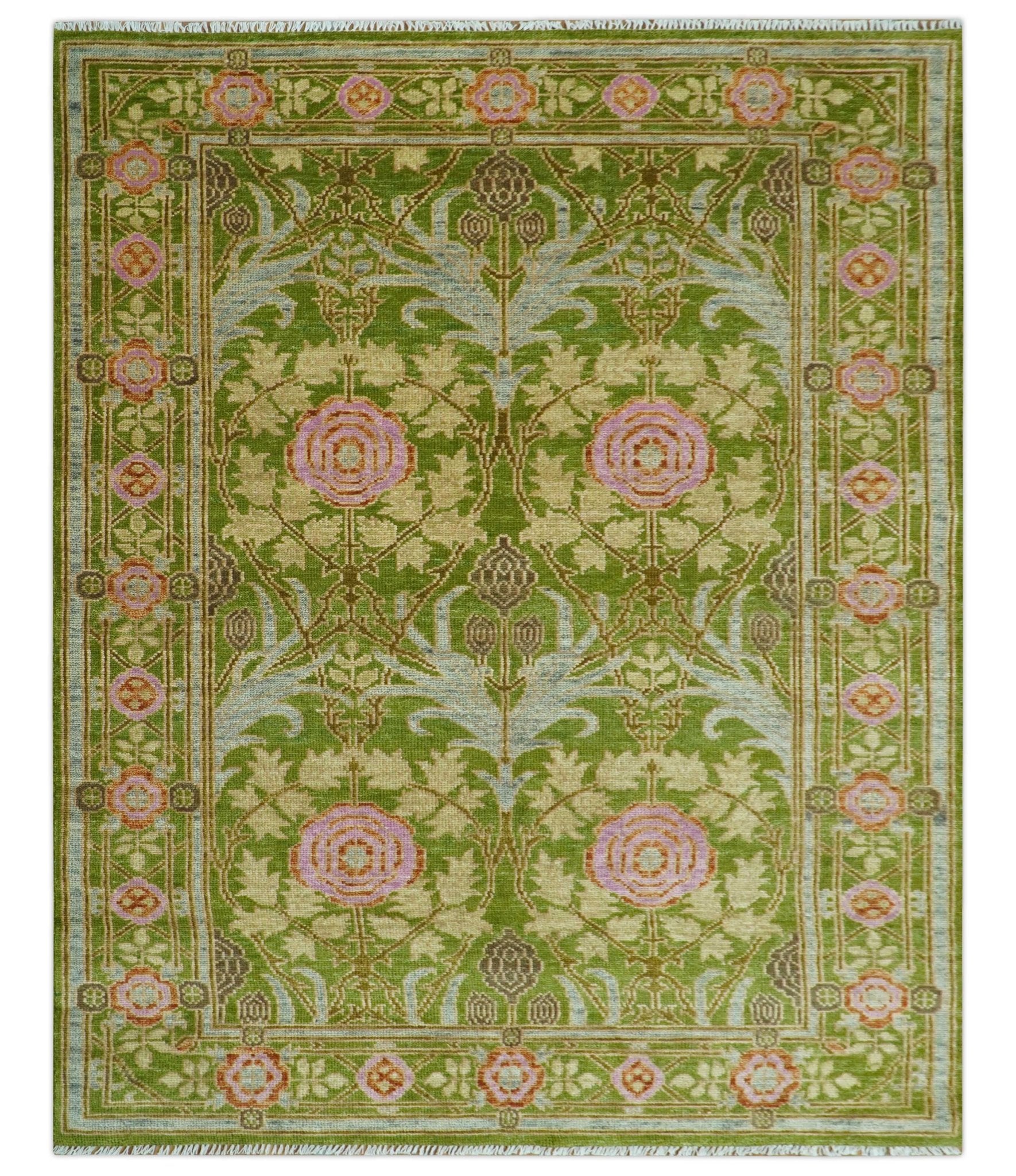 Custom Made Green And Pink Traditional Donegal Design Hand Knotted woo ...