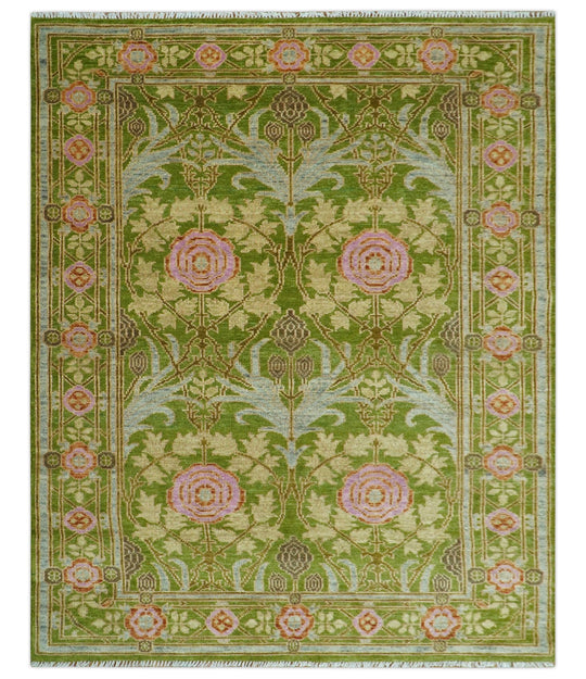 Custom Made Green And Pink Traditional Donegal Design Hand Knotted woo ...