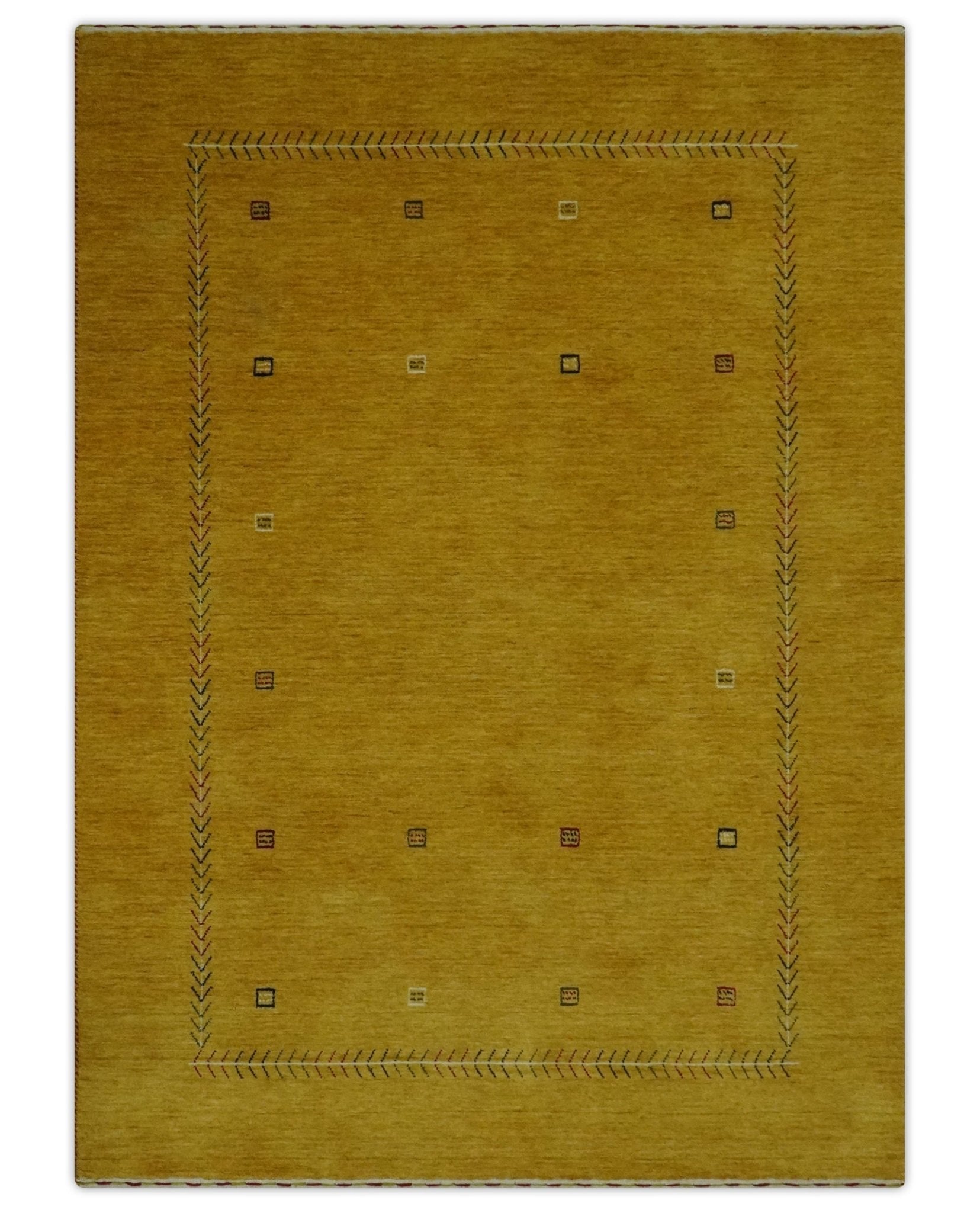 Custom Made Solid Plane Gold Modern Geometrical Hand loom wool Rug ...