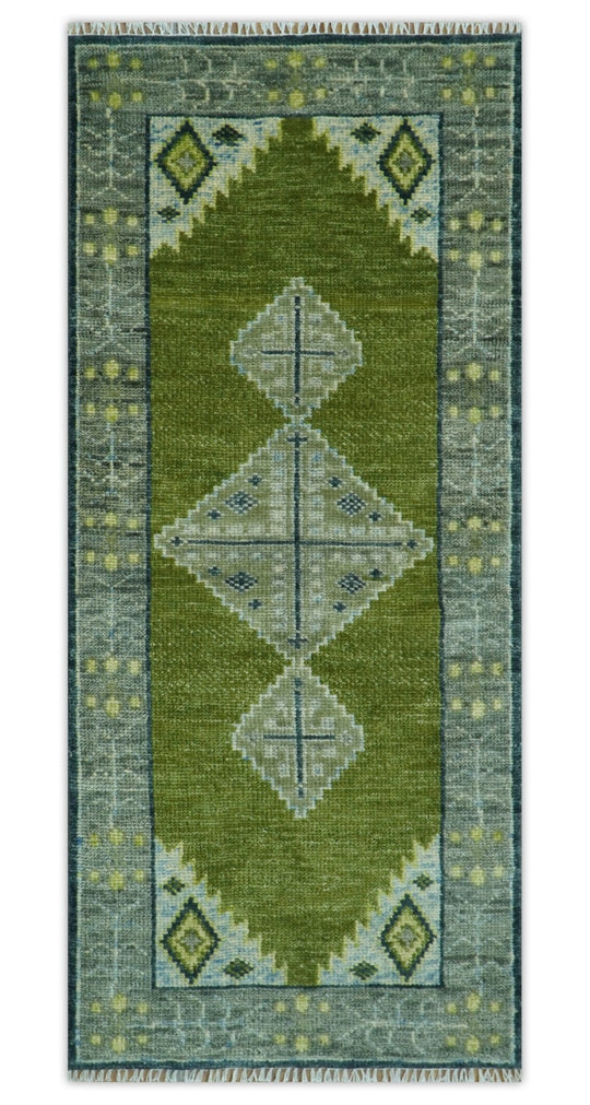 Green, Blue and Gray Hand Knotted Traditional Heriz wool area rug – The ...
