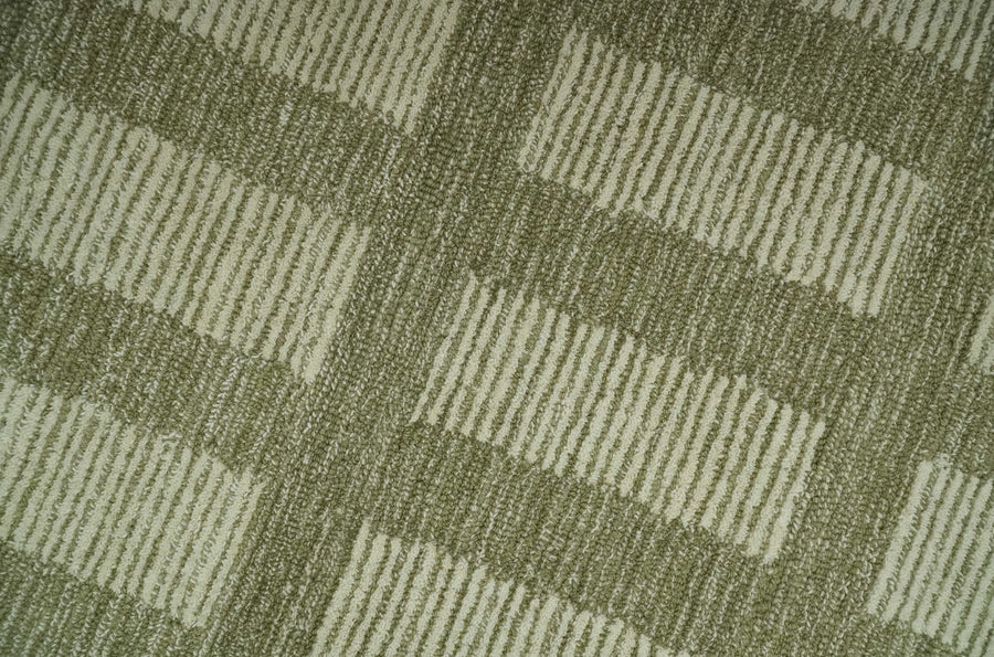 Modern Geometrical Olive and Ivory Textured Hand Tufted wool Rug – The ...