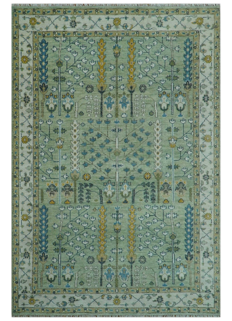 Antique Moss Green & Ivory Vintage Persian Wool Rug – The Rug Decor