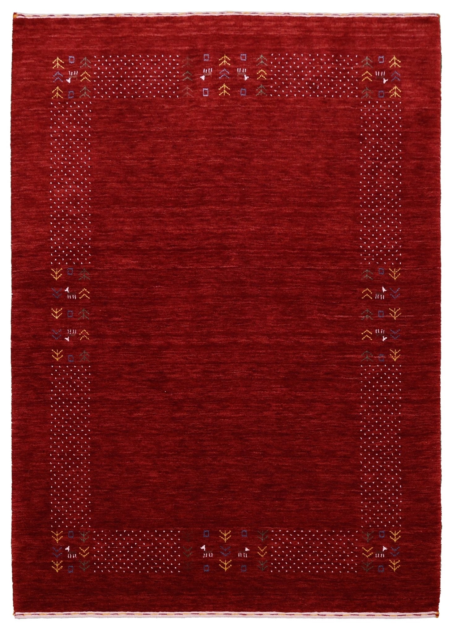 Red Contemporary Border Motifs Hand Loomed Wool Area Rug – The Rug Decor