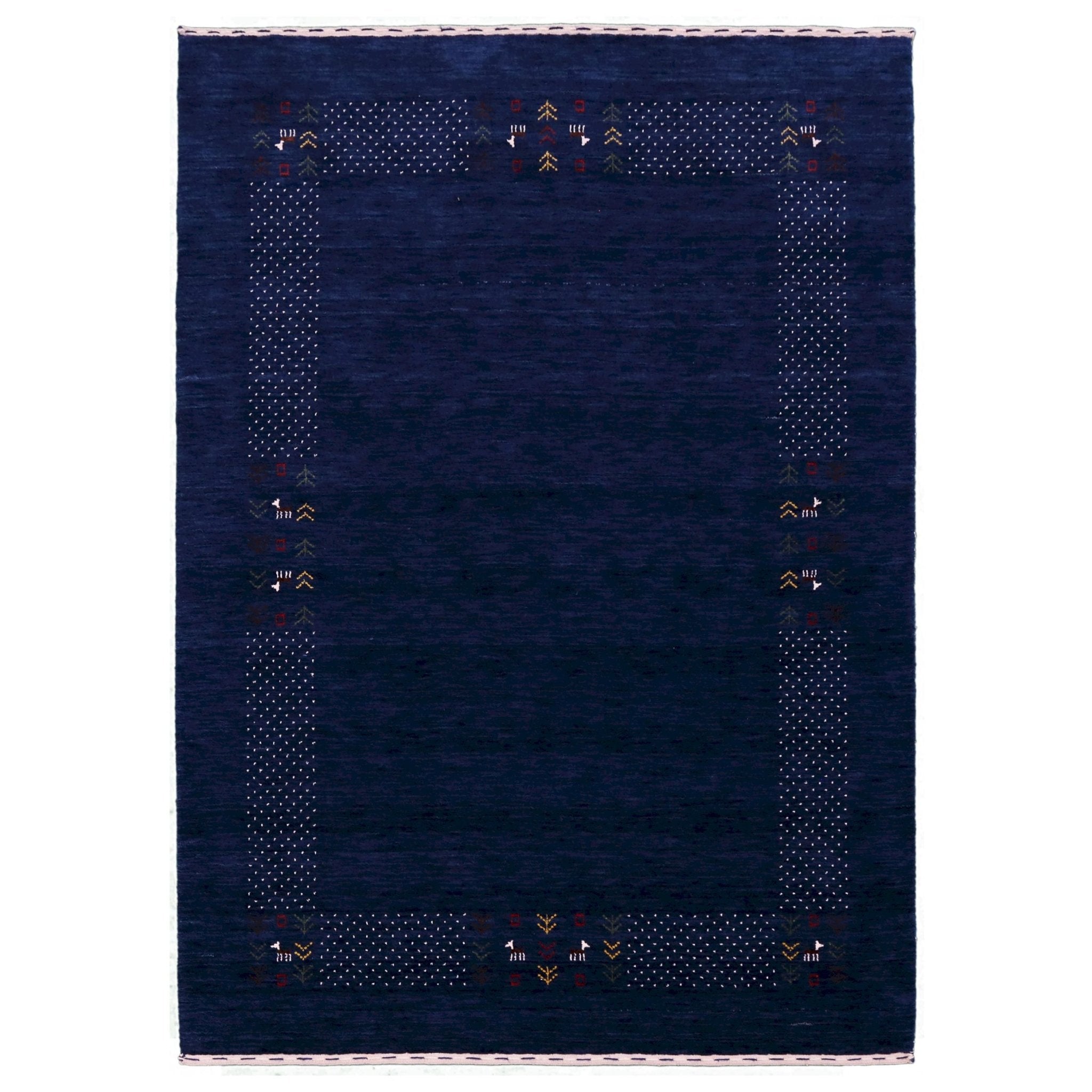 Solid Blue Border Patterns Hand Loomed Wool Area Rug – The Rug Decor
