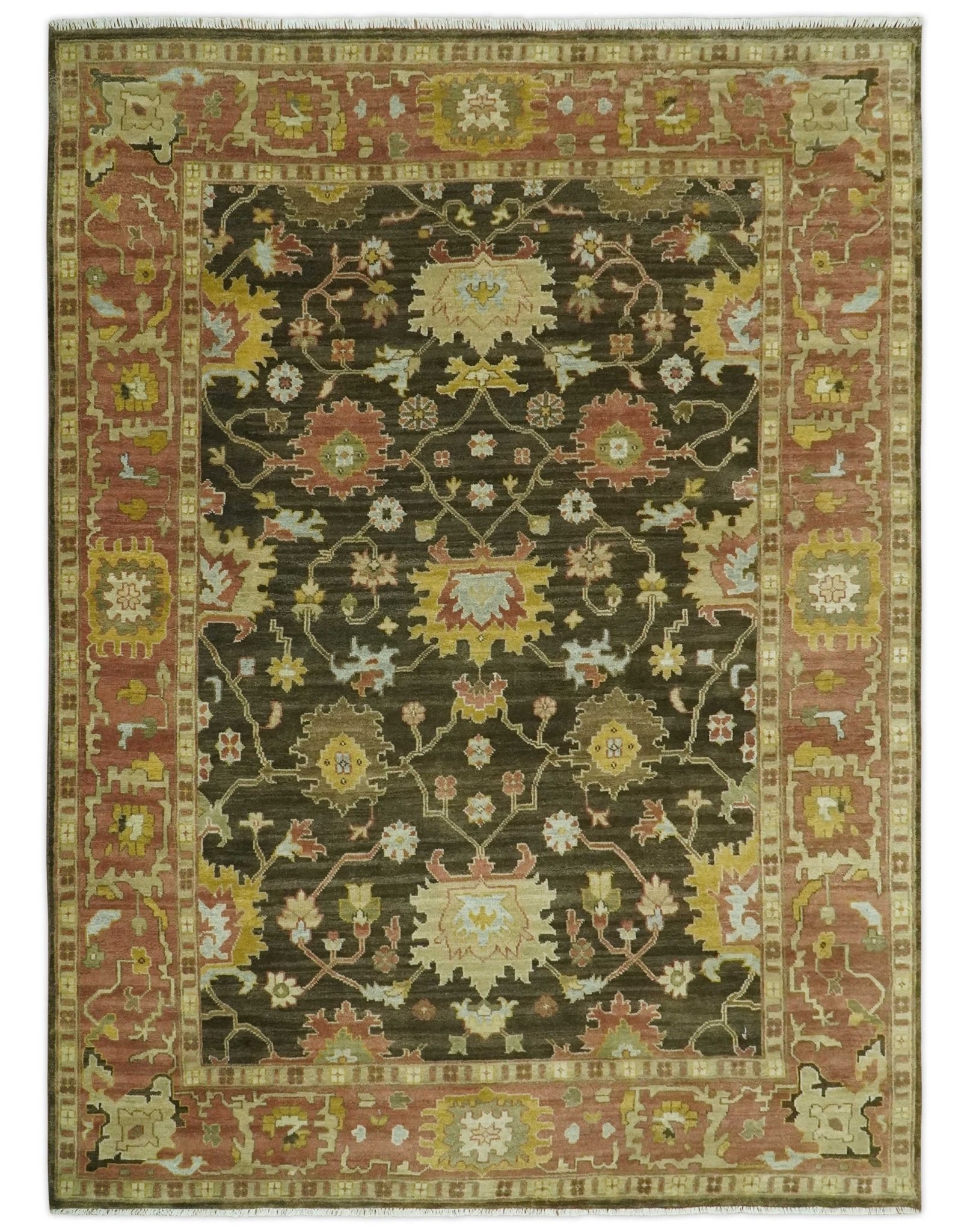 Vintage Style Green and Rust Traditional Floral wool rug – The Rug Decor