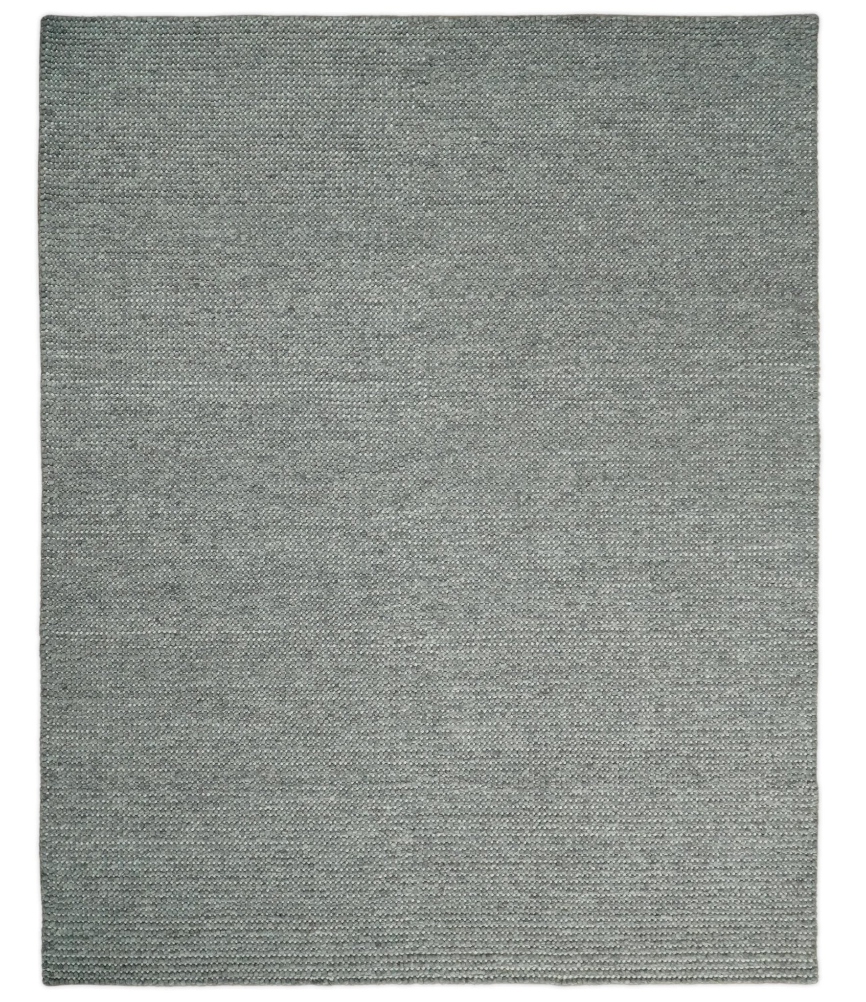 Solid Gray Chunky Handwoven Contemporary Wool Area Rug – The Rug Decor