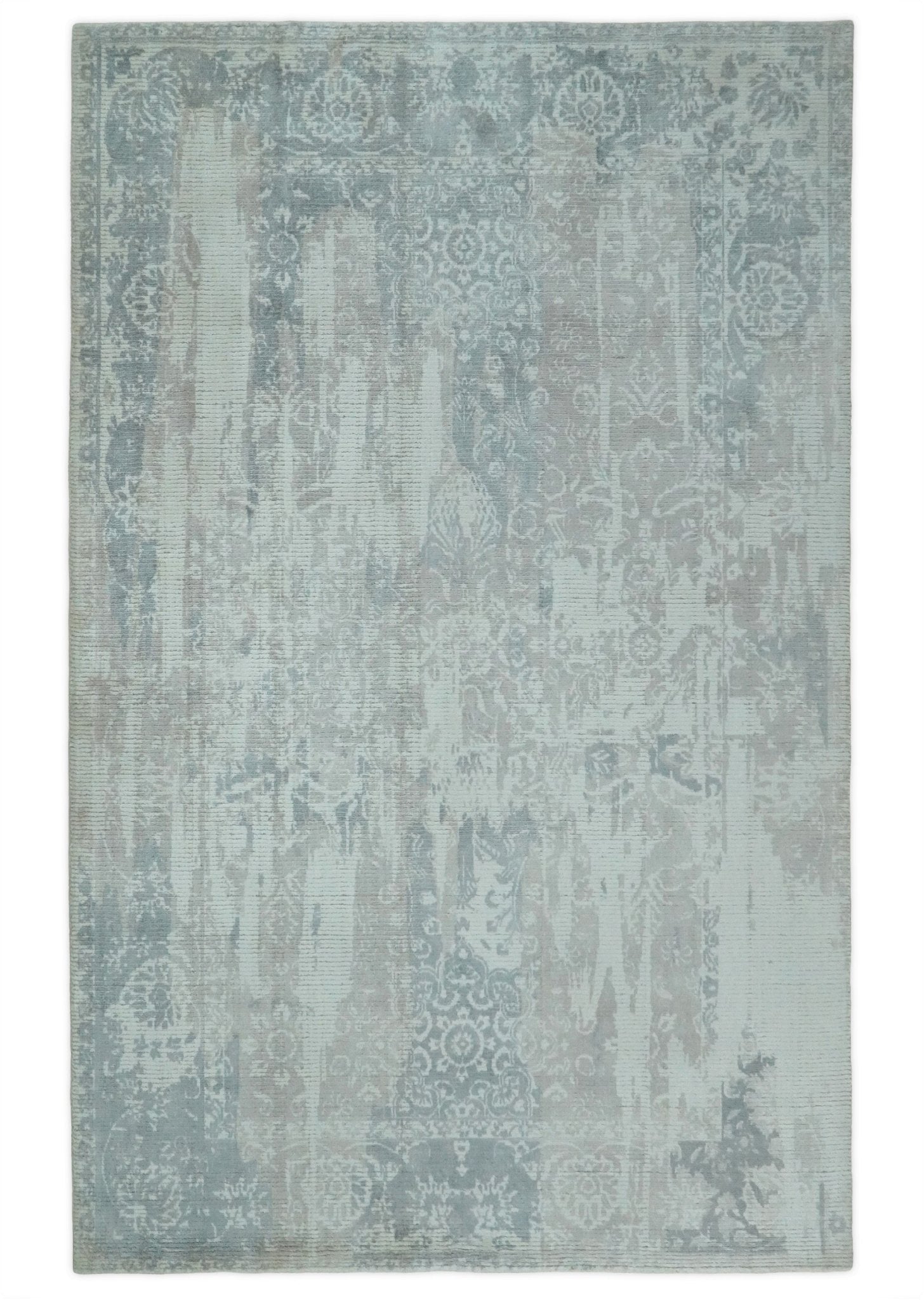 5.8x7.9 Modern Abstract Blue and Brown Rug hand made wool rug – The Rug ...