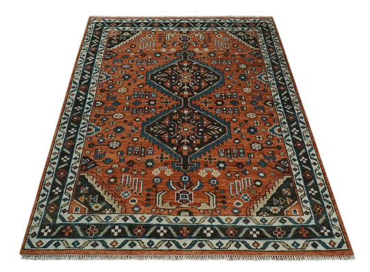 Rust, Ivory and Brown Oriental Traditional Hand knotted Multi Size Are ...