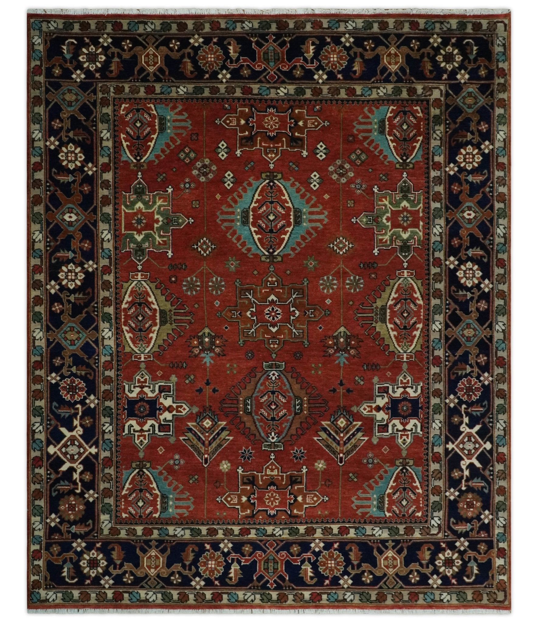 8x10 Wool Traditional Persian Rust and Black Hand knotted Serapi Area ...