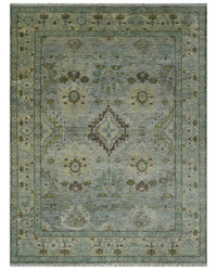 Antique Green and Silver Traditional Oriental Oushak wool Area Rug ...