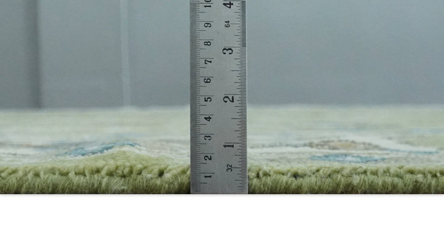 Hand Knotted Light Green, Ivory and Silver Turkish Vintage Wool Rug ...