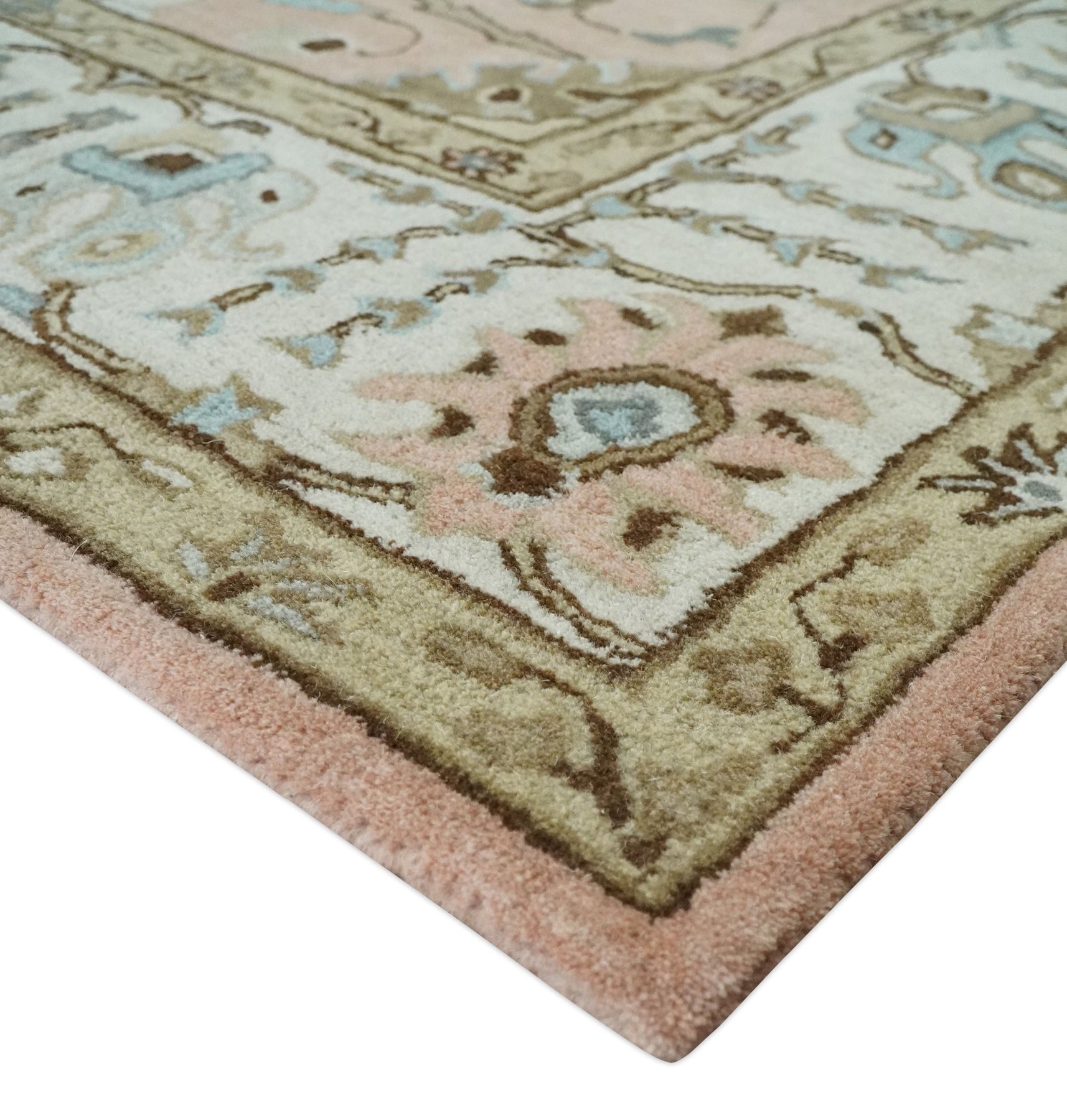 Hand Tufted Peach Pink and Ivory Modern Oushak Rug – The Rug Decor