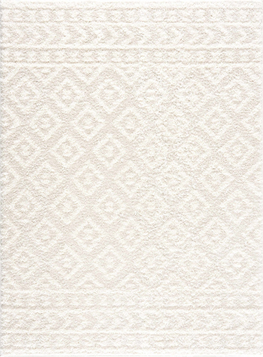 Carved Texture Ivory Plush Pile Moroccan Style Turkish Area Rug – The ...