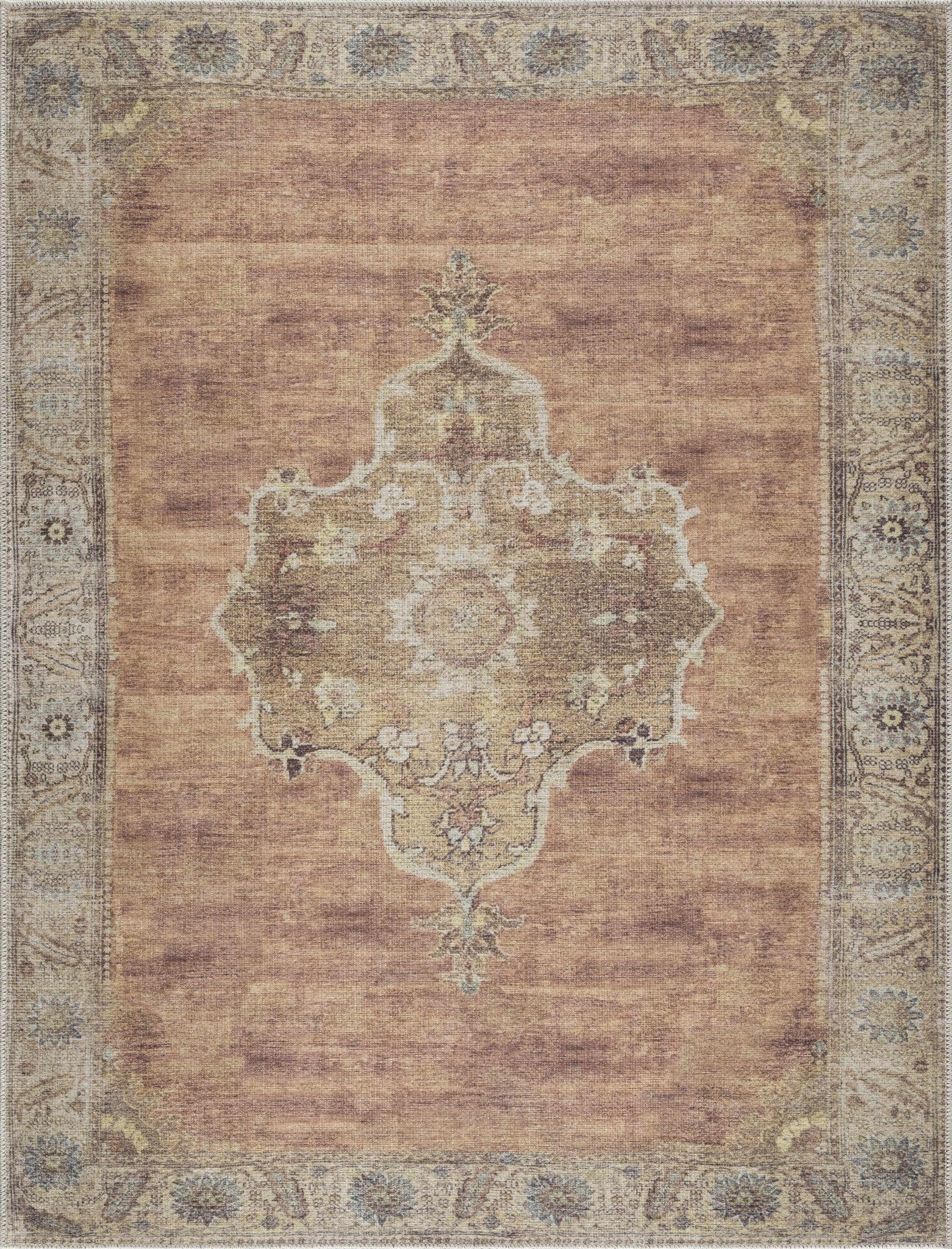 Rust, Beige, Brown and Charcoal vintage Style Heriz Turkish Rug – The ...