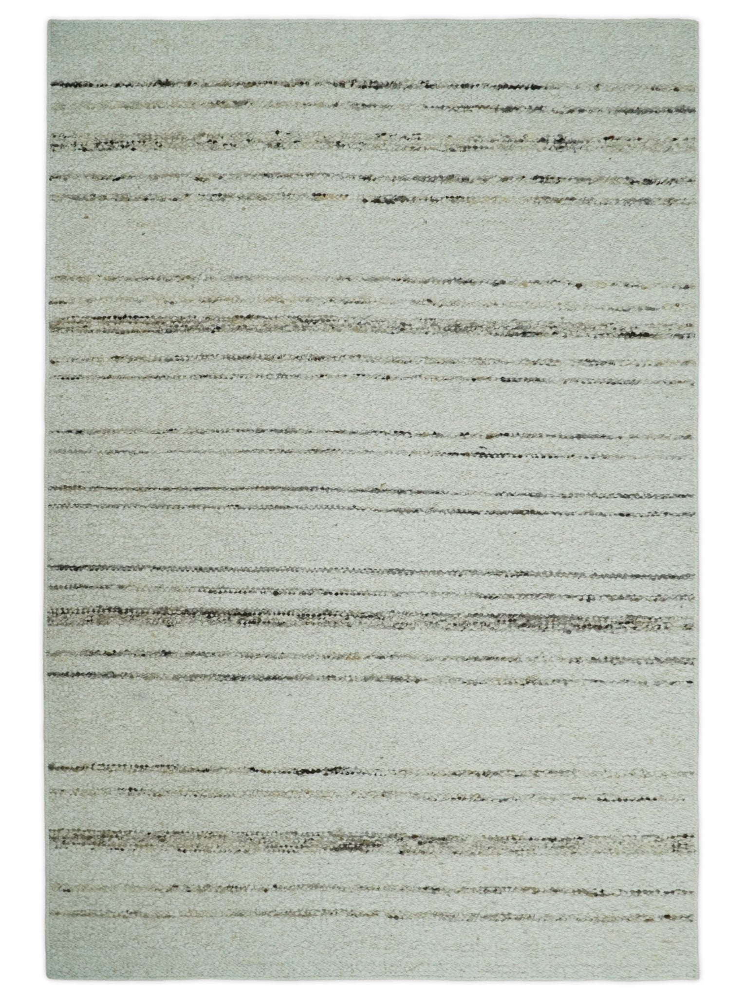 Solid 5x8 and 8x10 Ivory and brown Woolen Chunky and Soft Berber Area ...