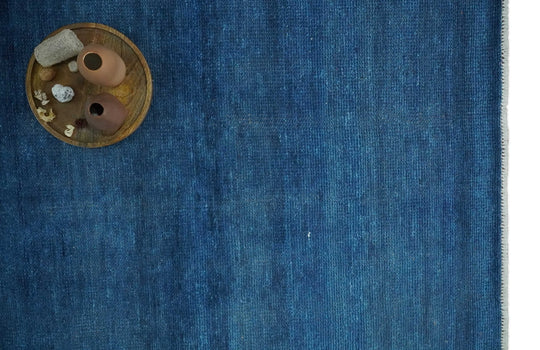 Solid Plane Blue Hand knotted Contemporary Custom Made wool Area Rug ...