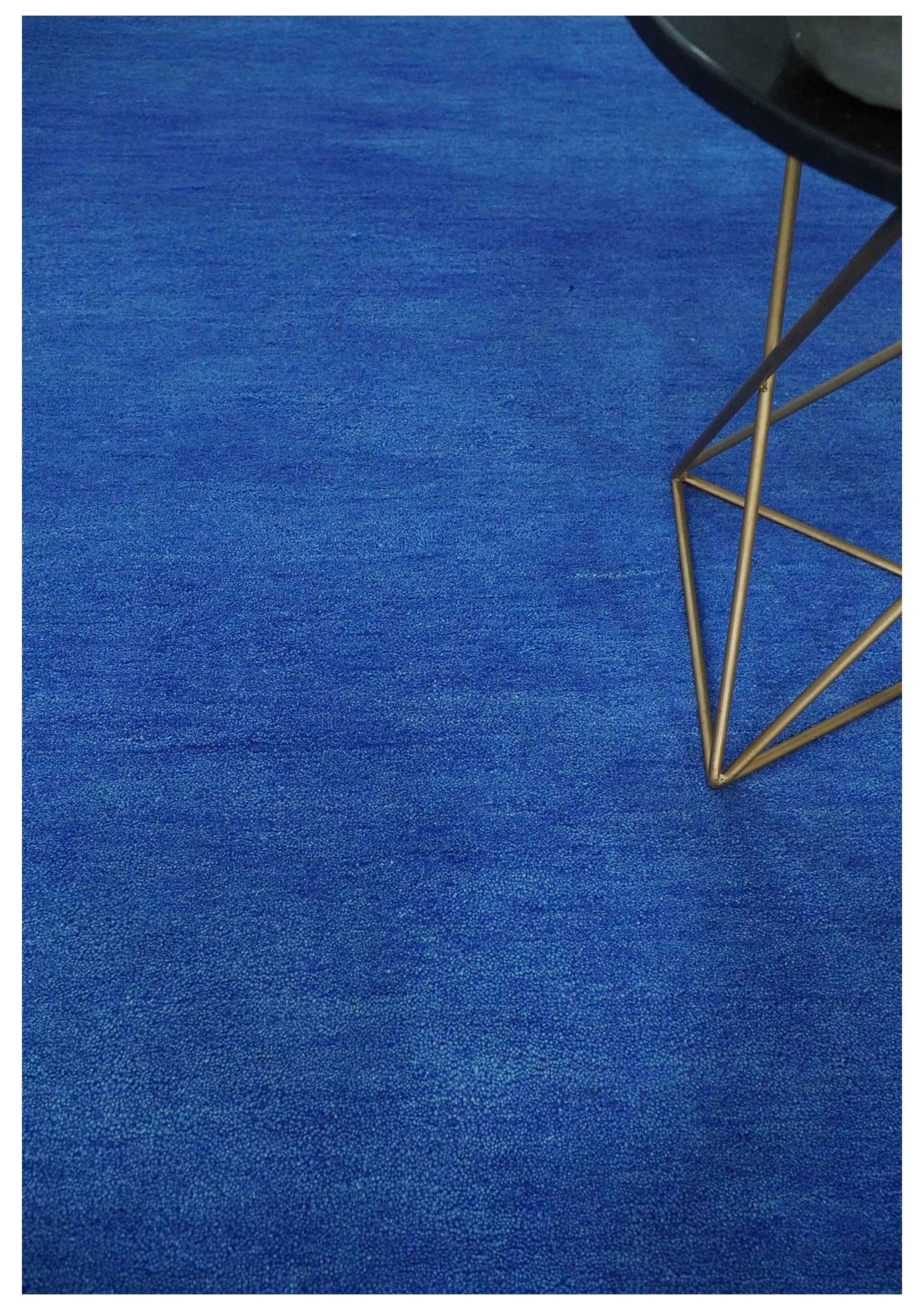 Solid Plane Blue Woolen Hand Tufted Southwestern Gabbeh wool area Rug ...