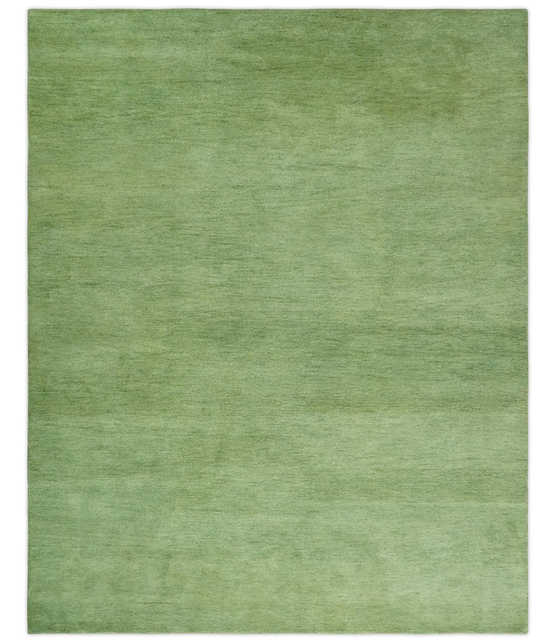 Solid Green Woolen Hand Tufted contemporary 8x10 wool Rug – The Rug Decor