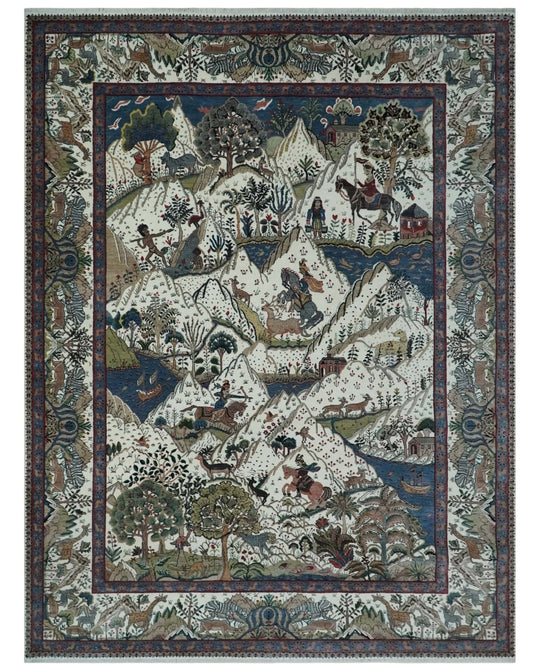 The Jungle Life Animal and Tree Rug Ivory and Olive Wool Area Rug – The ...