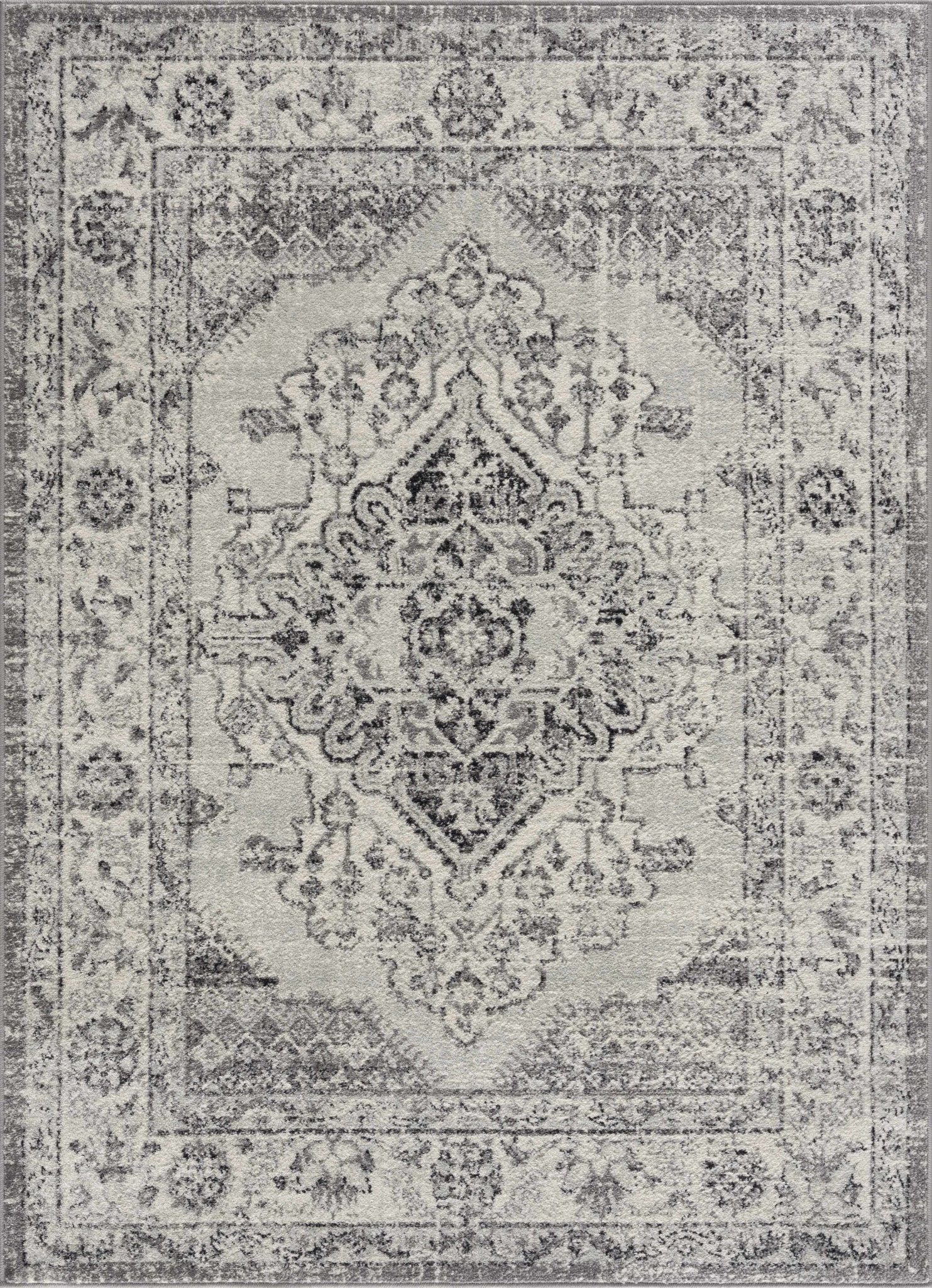 Traditional Heriz Ivory, Gray and Black Vintage Style Area Rug – The ...