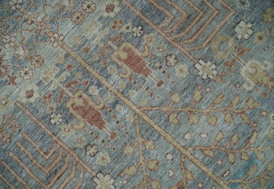 Antique Distressed Finished Gray, Silver and Rust Low Pile Turkish Rug ...